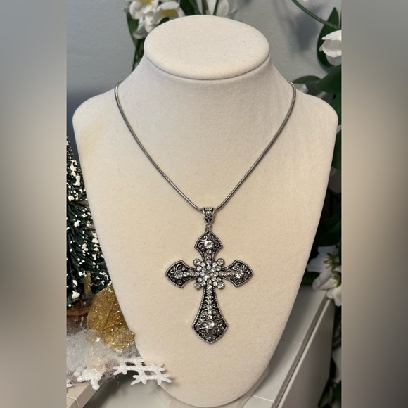 Handmade | Jewelry | Victorian Style Goth Cross Pendant Necklace Silver ...